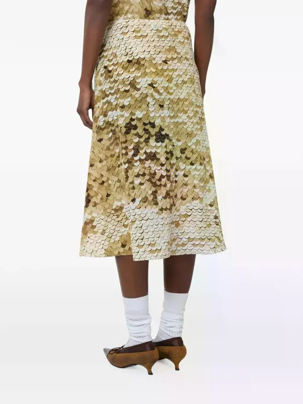 Moschino Sequin-effect Silk Midi Skirt - Gold