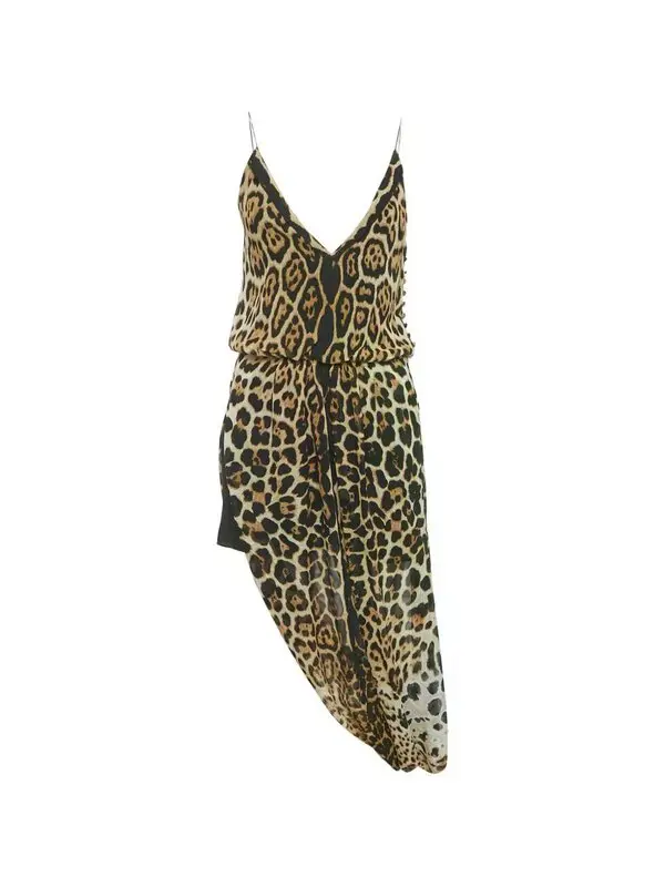 Saint Laurent Animal-print Silk Mini Dress - Neutrals