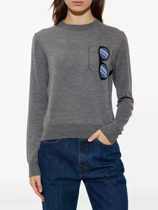 Moschino Intarsia Sunglasses Detail Sweater - Grey