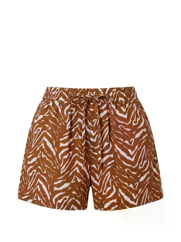 NICHOLAS Adelaide Animal Print Linen-blend Shorts