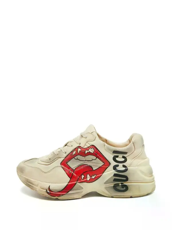 Gucci Rhyton Logo Print Sneakers - Neutrals
