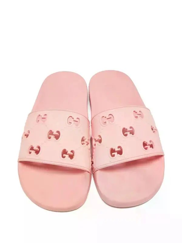 Gucci Embossed Logo Slides - Pink