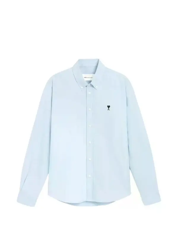 AMI Paris Embroidered Cotton Shirt - Blue