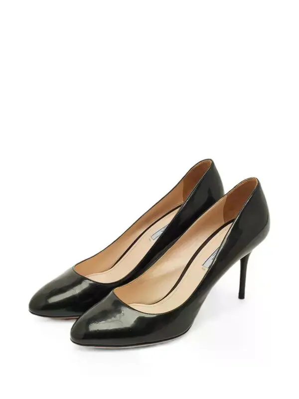 Prada Patent Leather Round Toe High Heel Pumps