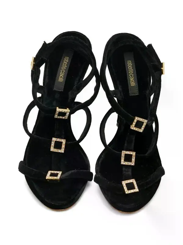 Roberto Cavalli Crystal-embellished Velvet Sandals