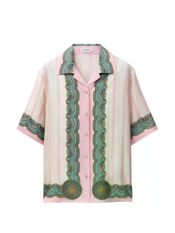 Versace Printed Silk Twill Shirt - Pink