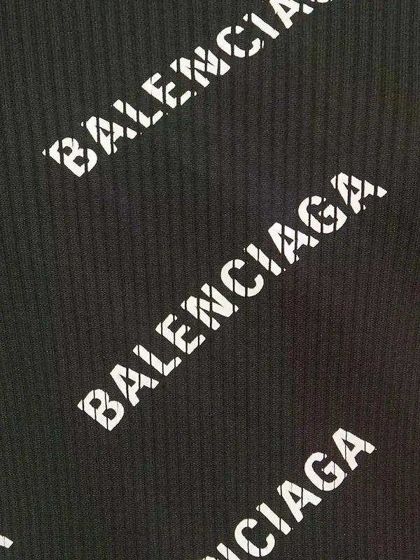 Balenciaga All-over Logo Print Rib Knit Turtleneck