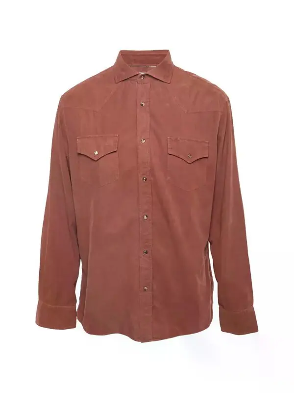 Brunello Cucinelli Long-sleeved Corduroy Shirt - Orange