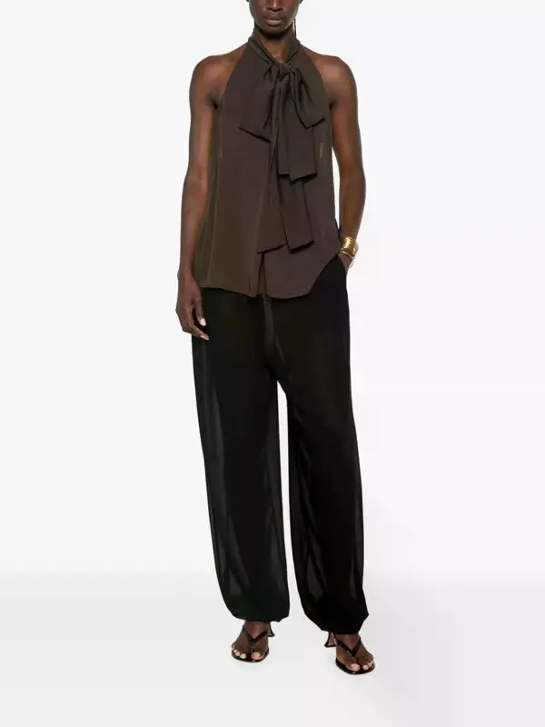 TOM FORD Sleeveless Bow Detail Halterneck Top - Brown