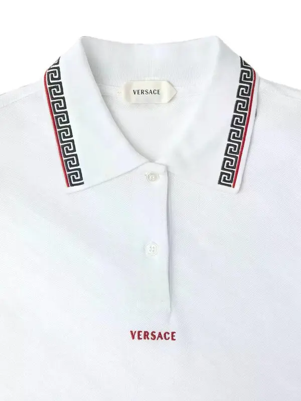 Versace Embroidered Logo Cotton Piqué Polo