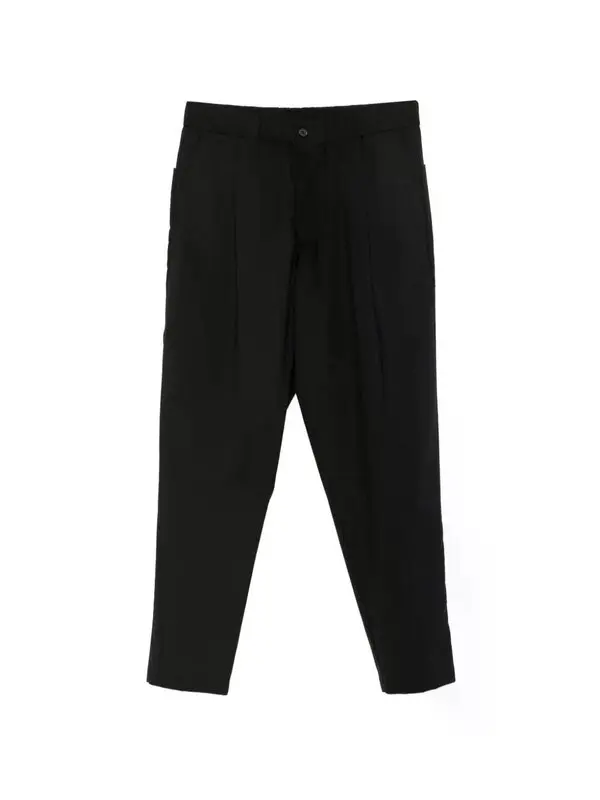YES LONDON Pleated Front Cropped Trousers - Black