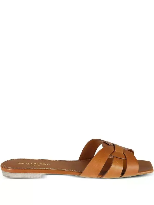 Saint Laurent Tribute Flat Sandals - Brown