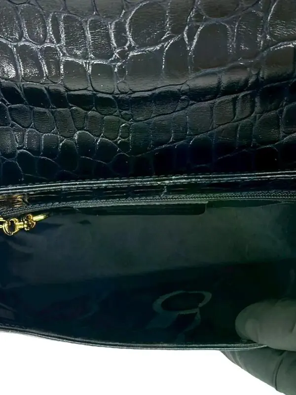 FERRAGAMO Embossed Leather Gancini Crossbody Bag