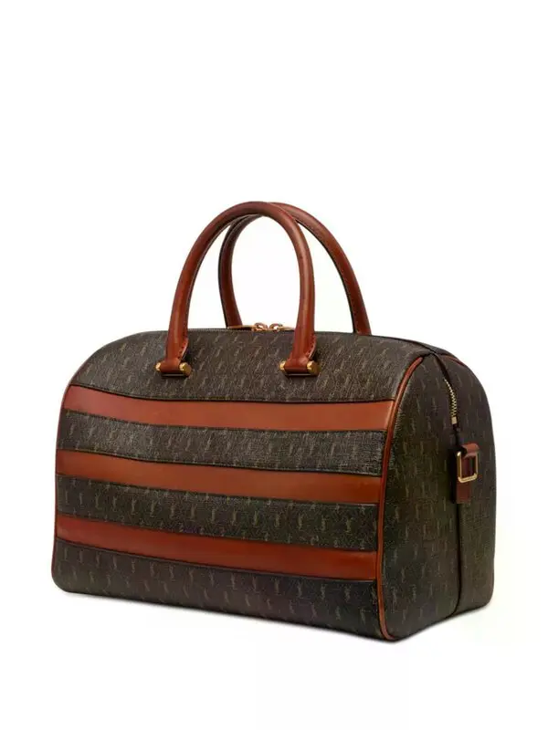 Saint Laurent Monogram Coated Canvas And Leather Boston Bag Satchel