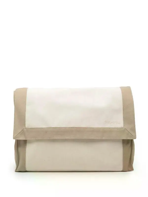 Hermès Bicolor Canvas Tapis De Selle Clutch Bag - Brown