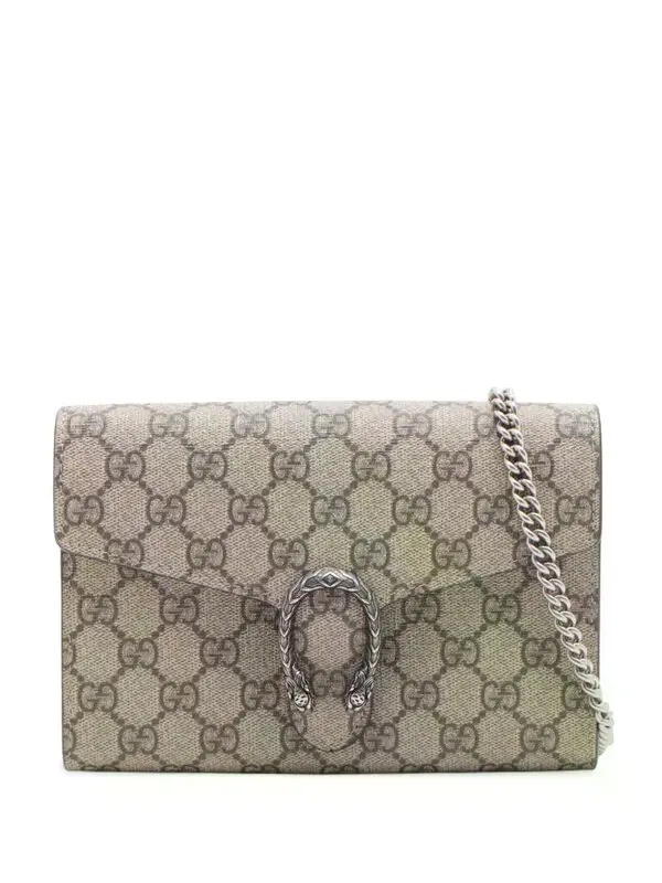 Gucci Gg Supreme Dionysus Wallet On Chain Crossbody Bag - Neutrals