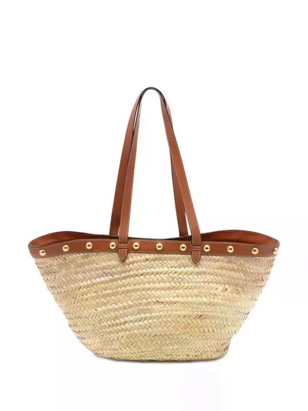 Celine Large Raffia Studded Panier Tote Bag