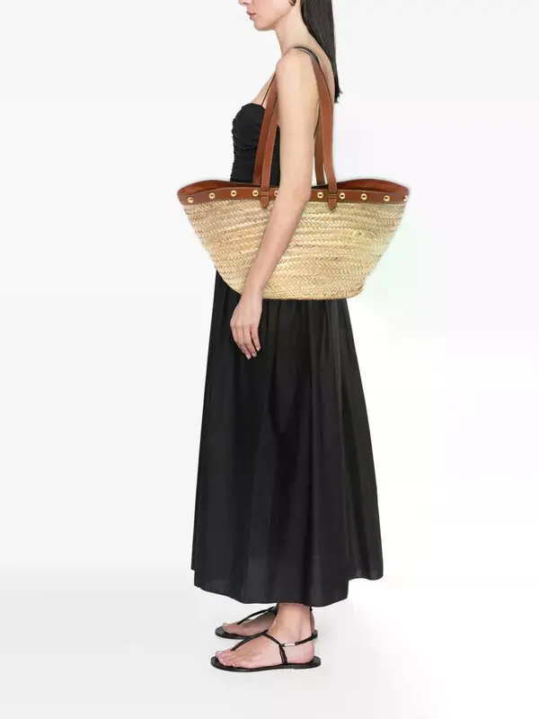 Celine Large Raffia Studded Panier Tote Bag