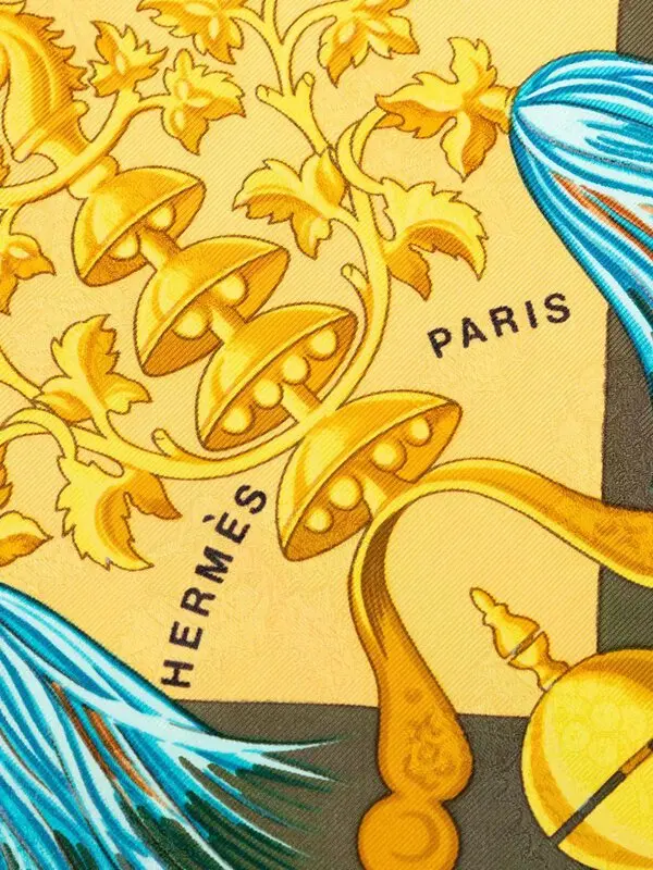 Hermès 1980-2000 Plumes Et Grelots Silk Scarf 90 Scarves - Yellow