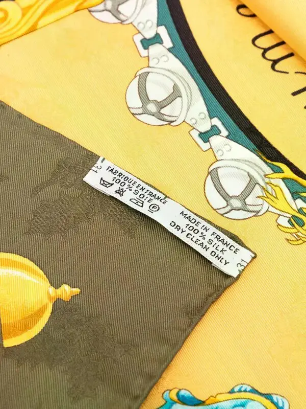 Hermès 1980-2000 Plumes Et Grelots Silk Scarf 90 Scarves - Yellow