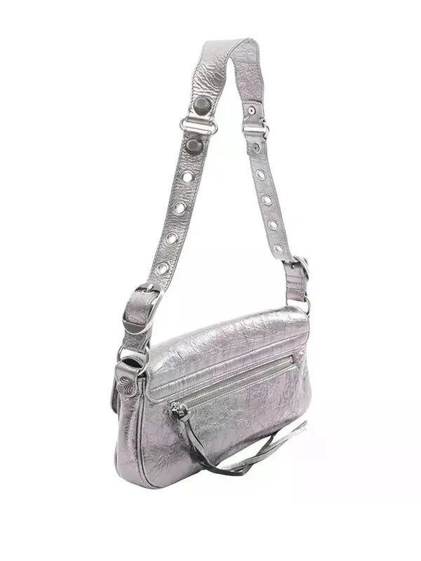 Balenciaga Metallic Lambskin Le Cagole Sling Crossbody Bag - Silver