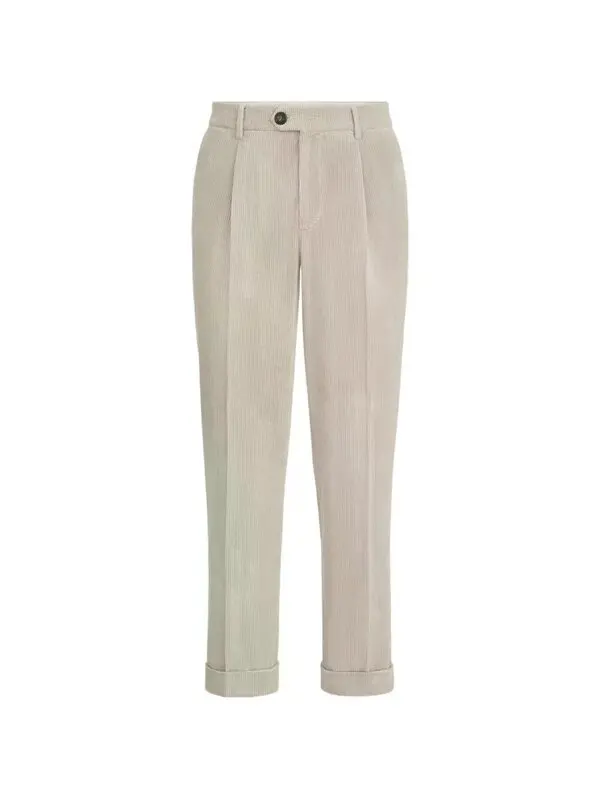 Brunello Cucinelli Garment-dyed Cotton Corduroy Pleated Trousers