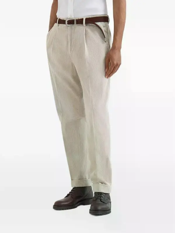 Brunello Cucinelli Garment-dyed Cotton Corduroy Pleated Trousers