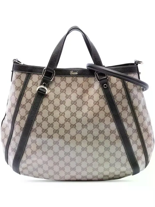 Gucci Gg Crystal Abbey D-ring Convertible Tote Satchel - Neutrals