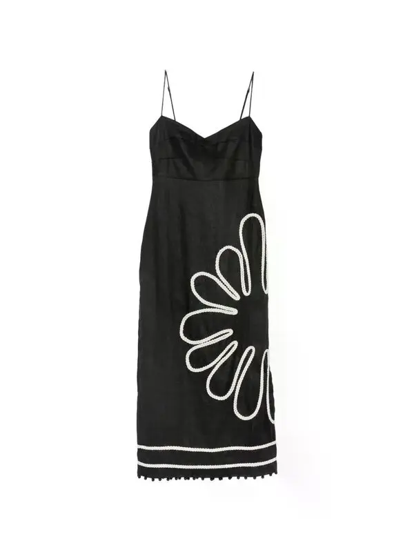 CALA DE LA CRUZ Paloma Braided-trim Midi Dress - Black