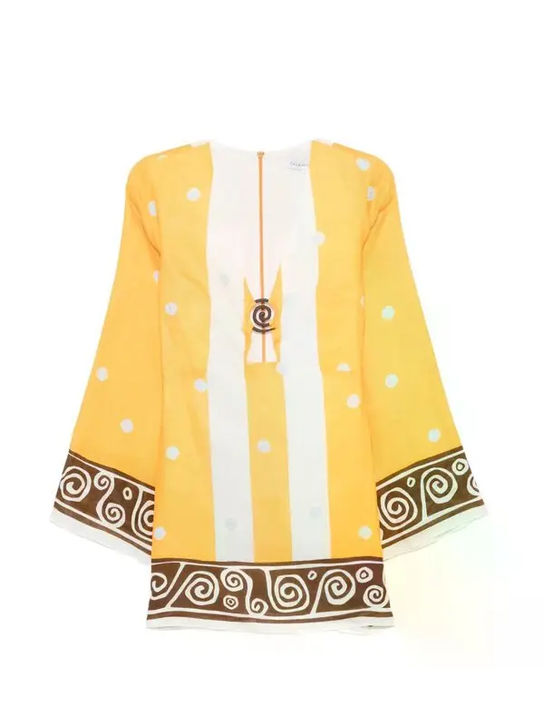 CALA DE LA CRUZ Tessa Striped Mini Dress - Yellow