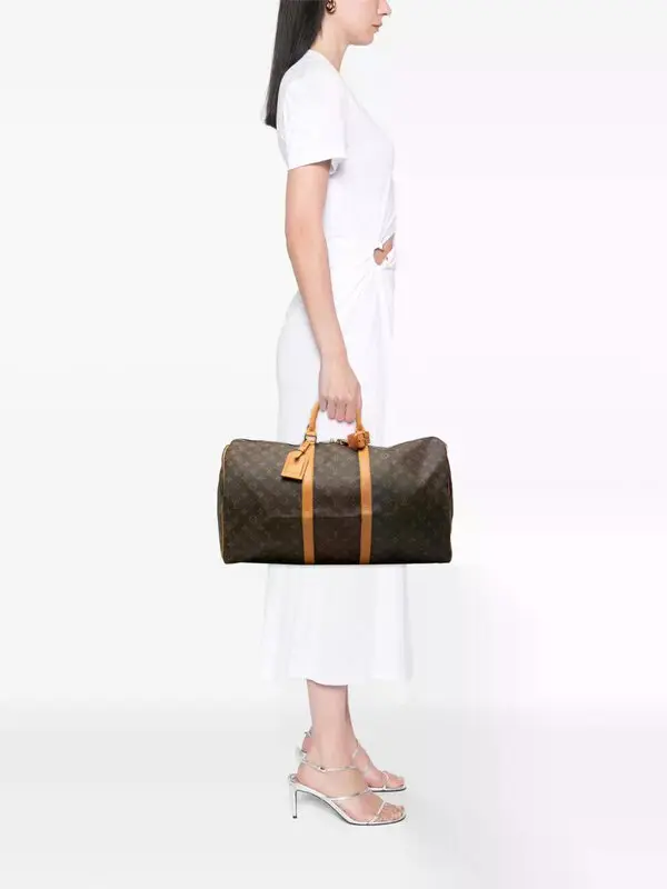 LOUIS VUITTON Monogram Keepall 55 Travel Bag - Brown