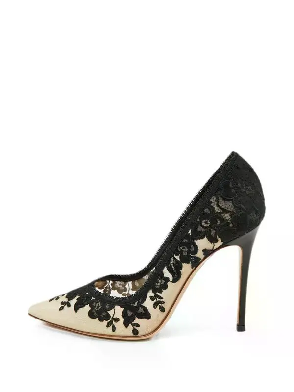 GIANVITO ROSSI Plexi Lace Heeled Pumps - Black