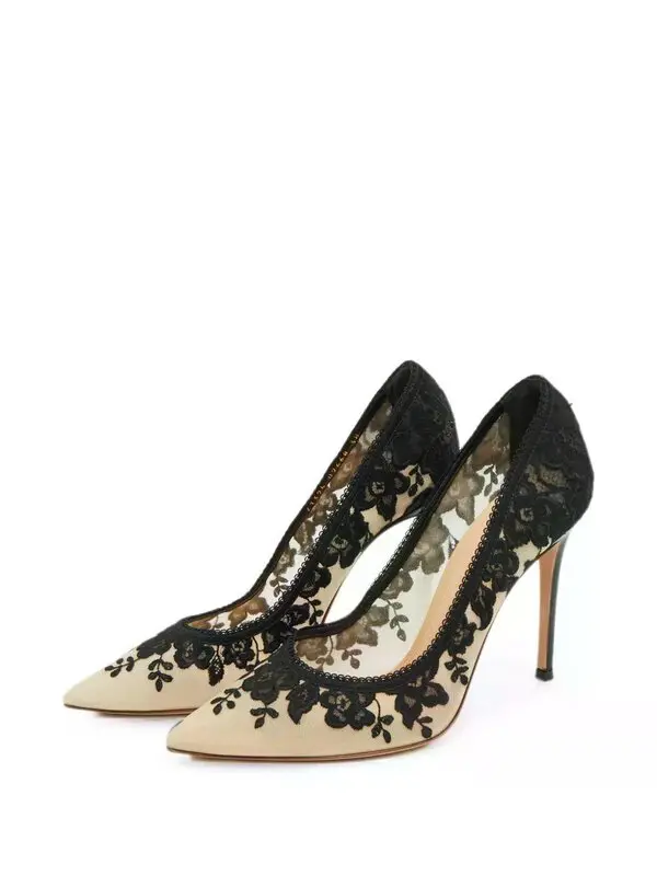 GIANVITO ROSSI Plexi Lace Heeled Pumps