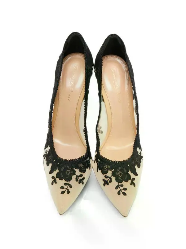 GIANVITO ROSSI Plexi Lace Heeled Pumps