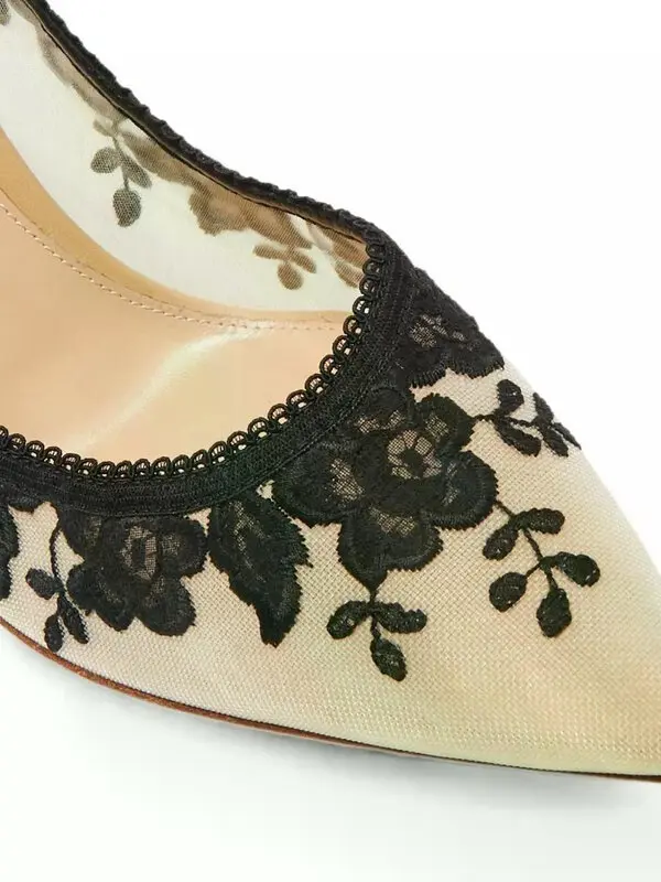 GIANVITO ROSSI Plexi Lace Heeled Pumps