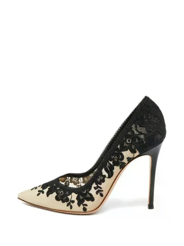 GIANVITO ROSSI Plexi Lace Heeled Pumps - Black
