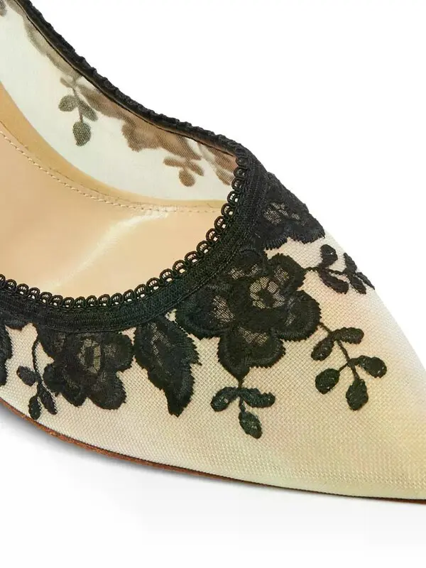 GIANVITO ROSSI Plexi Lace Heeled Pumps - Black
