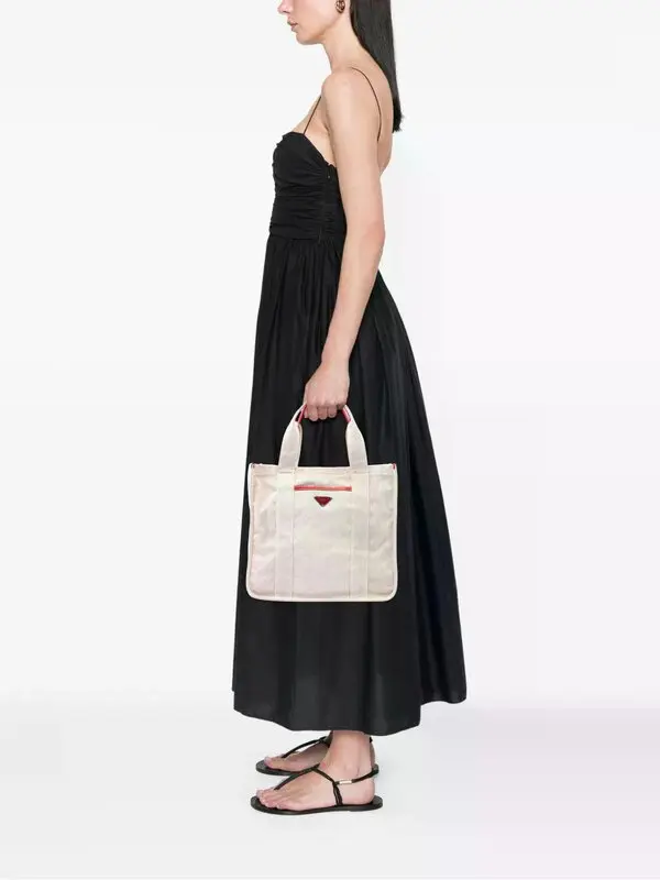 Prada Canapa Misto Linen Shopping Tote Bag