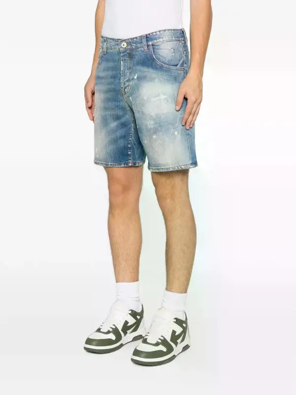 YES LONDON Distressed Paint-splatter Shorts