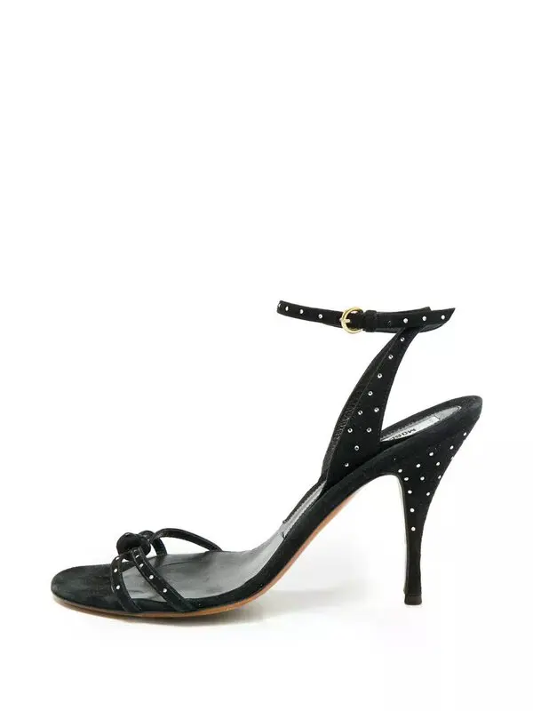 Moschino Crystal-embellished Ankle-wrap Stiletto Sandals - Black