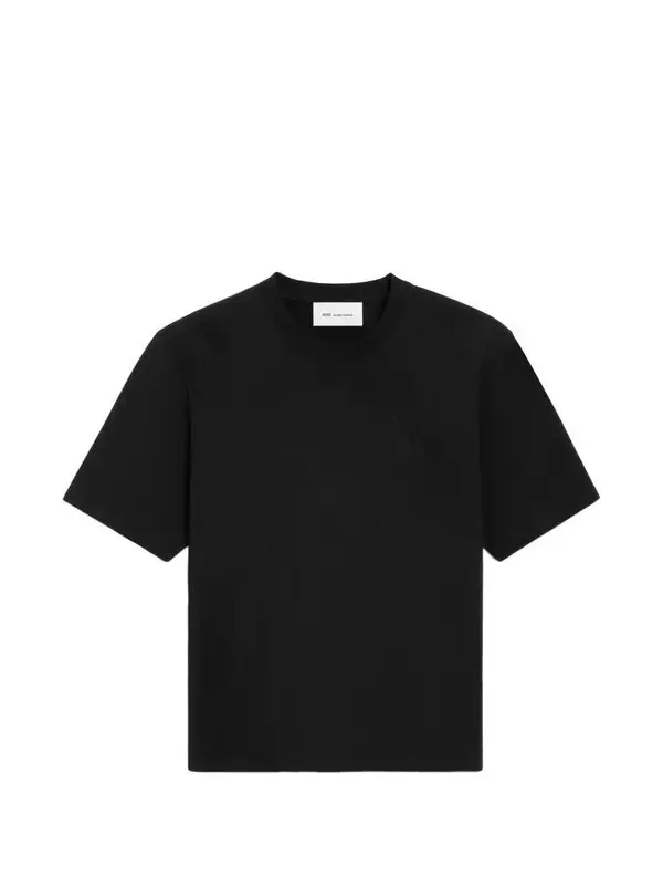 AMI Paris Cotton T-shirt With Embossed De Coeur - Black