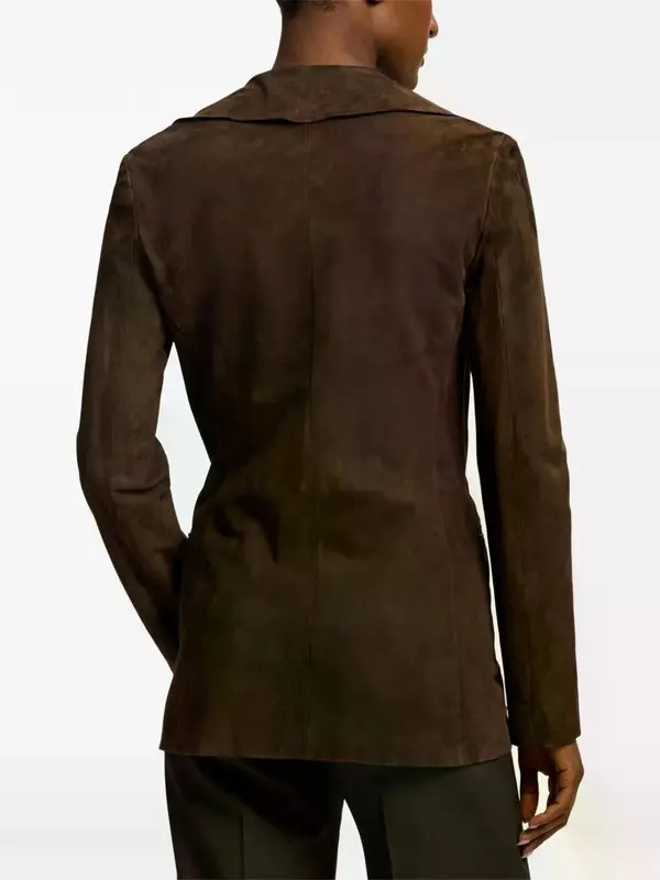 Ralph Lauren Heddle Ruffle-trim Lamb-suede Jacket