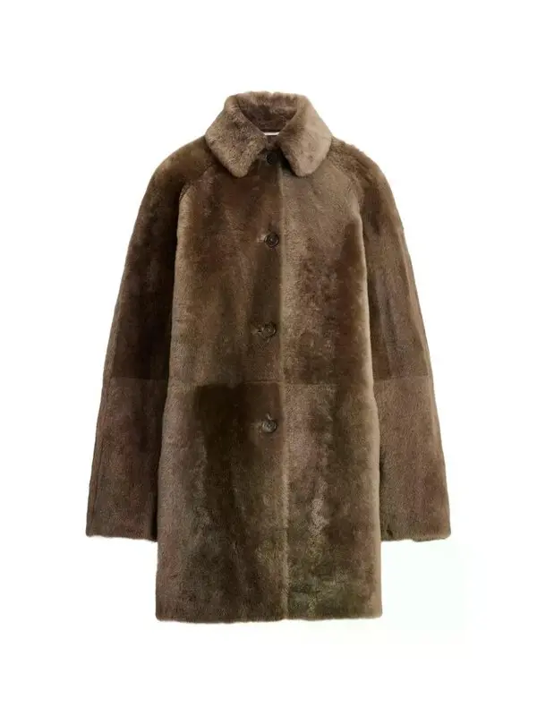 Ralph Lauren Janise Waxed Lamb-shearling Coat - Brown