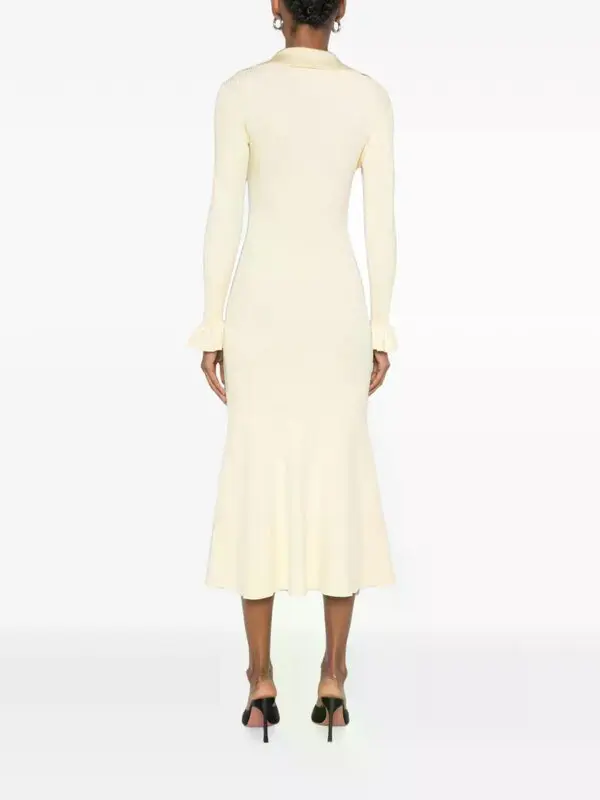 SELF-PORTRAIT Ruffled Ribbed-knit Midi Dress