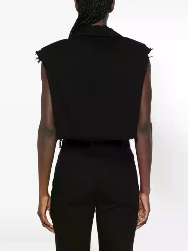 MOUTAKI Sleeveless Frayed Hem Jacket