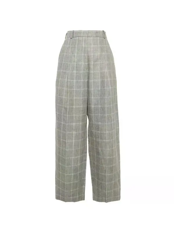 Sandro Checked Wide-leg Trousers - Neutrals