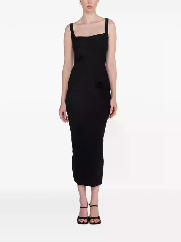 MAYGEL CORONEL Ivy Floral-appliqué Midi Dress - Black