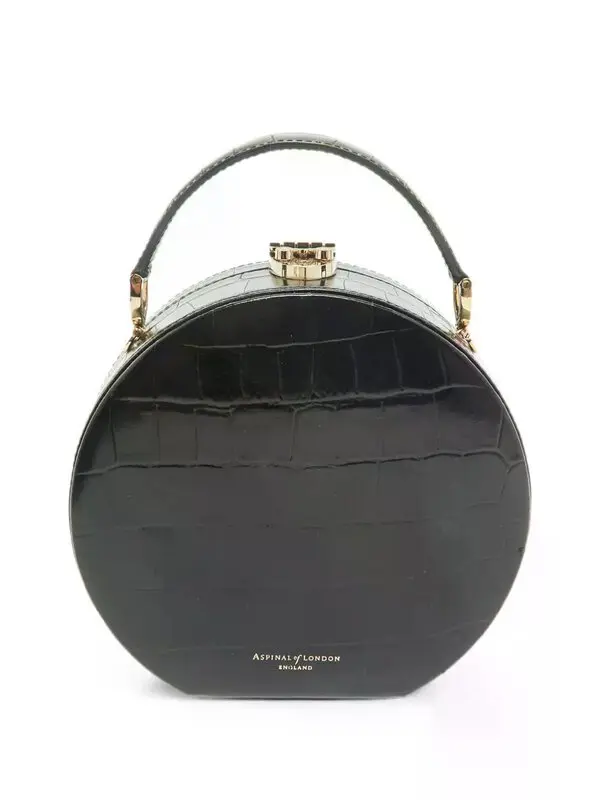 ASPINAL OF LONDON Croc-effect Leather Hat Box Tote Bag - Black