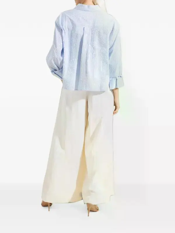 TWP Sequin Embellished Striped Button-down Shirt