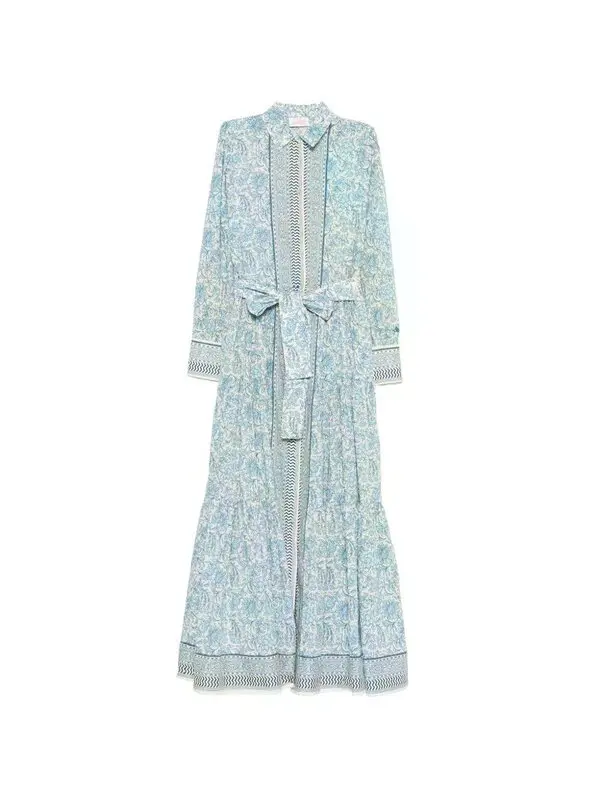 MC2 SAINT BARTH Jensen Floral-print Tiered Maxi Dress - Blue